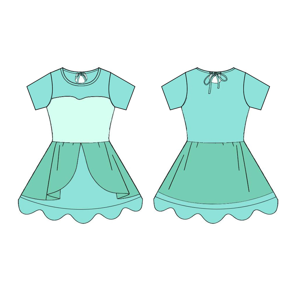 preorder GSD3258 Yoga Mint Green Cartoon Princess Short Sleeve Girls D ...