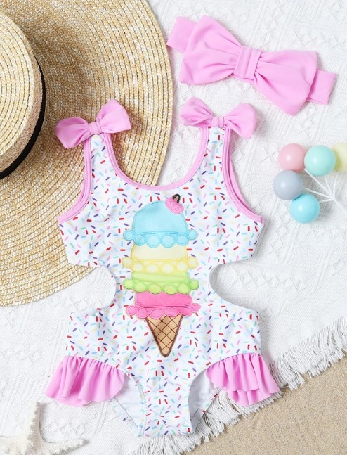 preorder S0178 Ice cream candy pink Girls Bathing Suits Swimsuits ...