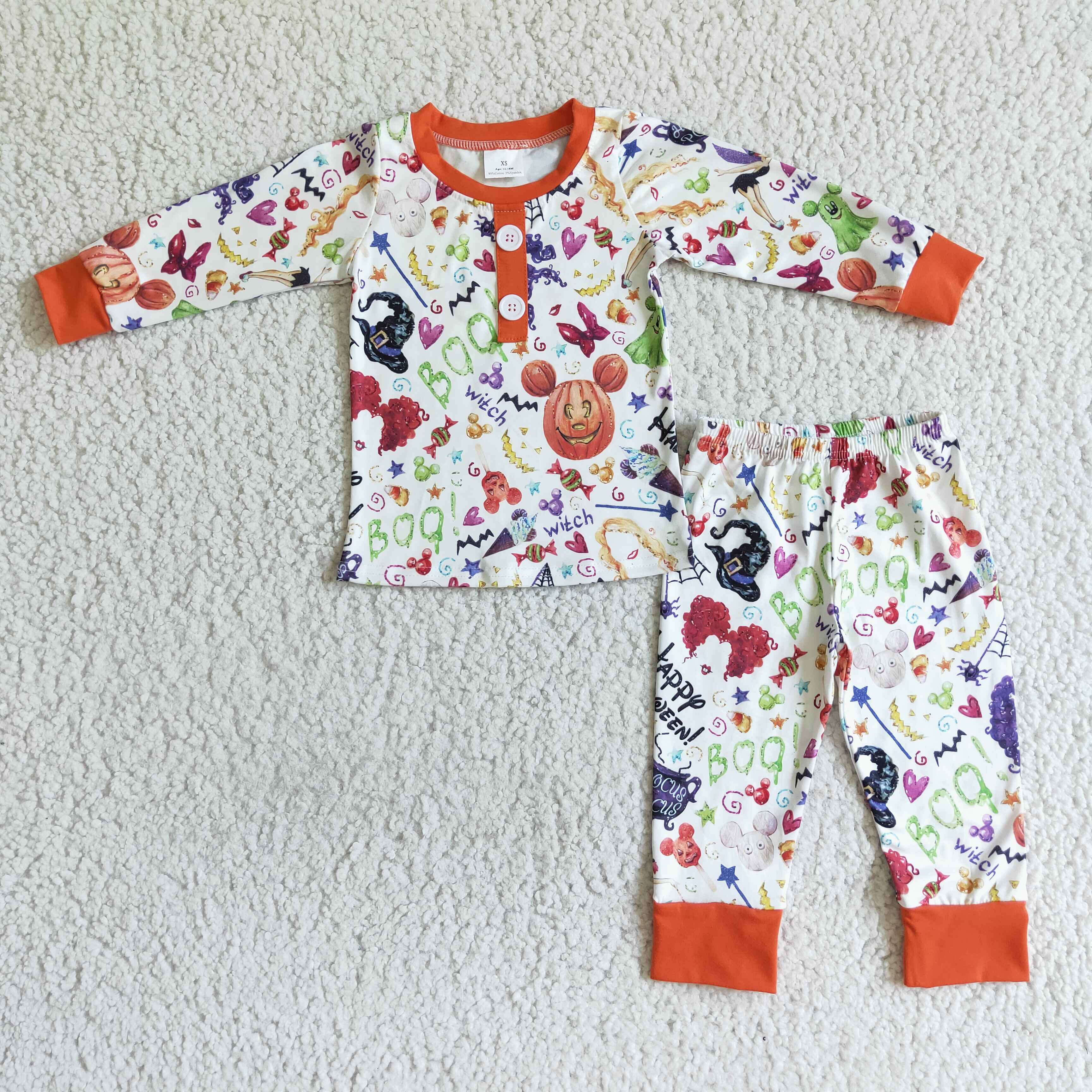 BLP0046 Halloween Cartoon Boys Boo Pajamas – girlstutus123